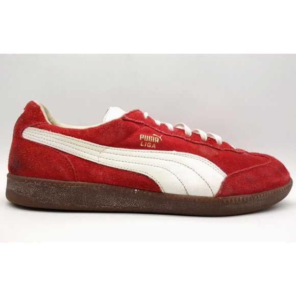 Puma | Shoes | Puma Liga Red Suede Leather Casual Lace Up Sneakers ...